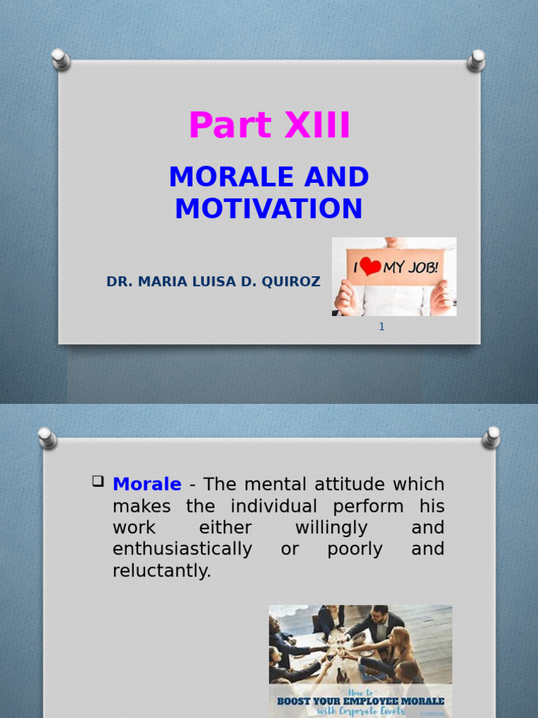 Part 13 Morale and Motivation | PDF | Motivational | Motivation