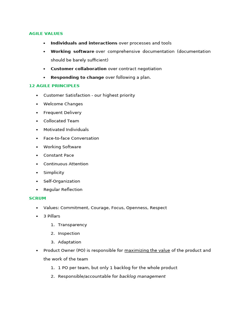 Agile Cheat Sheet Summary | PDF | Scrum (Software Development) | Net Present Value