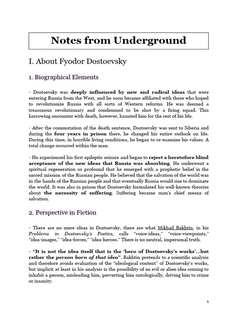 World Lit I (Notes From Underground) Edited Version | PDF ...