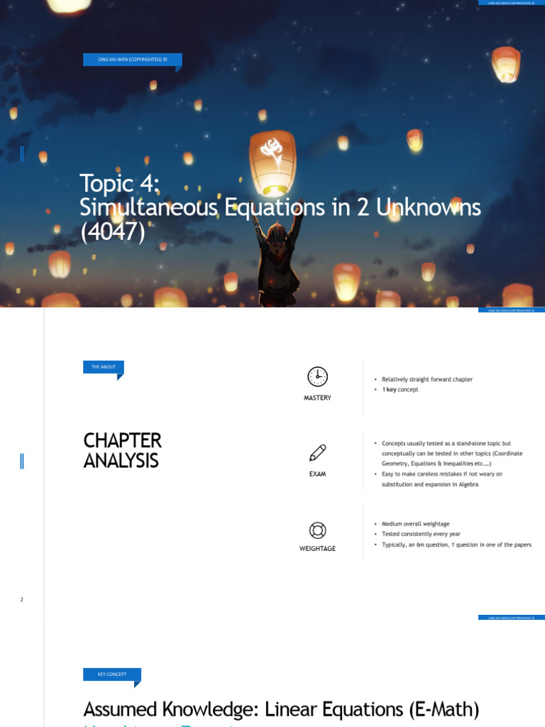 (A-MATH) Chapter 4 - Simultaneous Equations | PDF | Equations | System Of Linear Equations