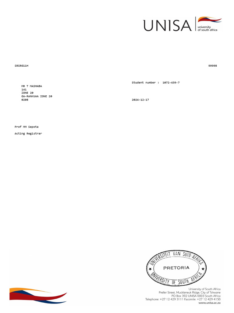 PGCE Academic Transcript Mashaba T | PDF | Educational Stages ...