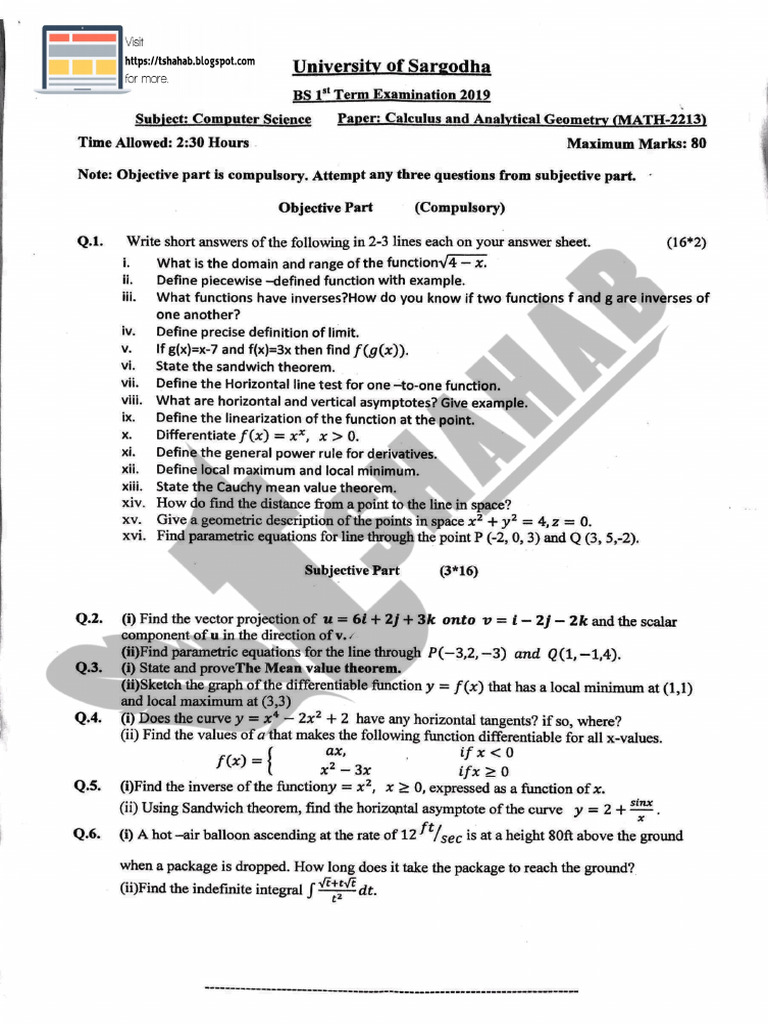 Calculus CS 2019 | PDF