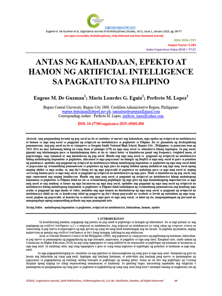 Antas NG Kahandaan, Epekto at Hamon NG Artificial Intelligence Sa ...