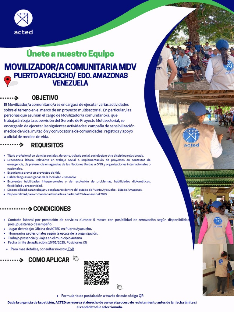 Vacante Movilizador MDV CDCS - ACTED. | PDF