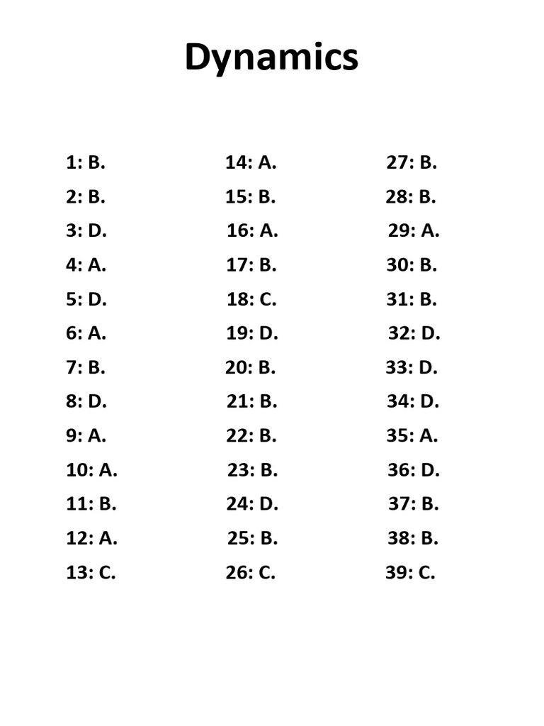 Dynamics Answer Sheet | PDF