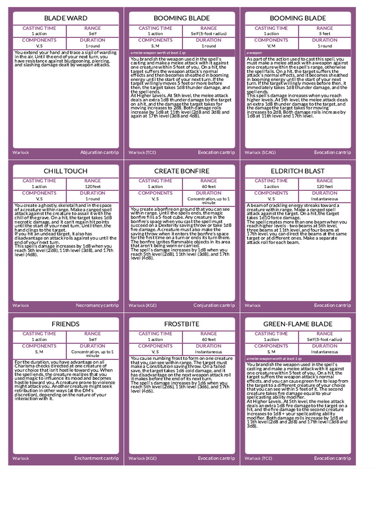 D&D Next Spellbook Card Generator | PDF | D20 System | Gary Gygax Games