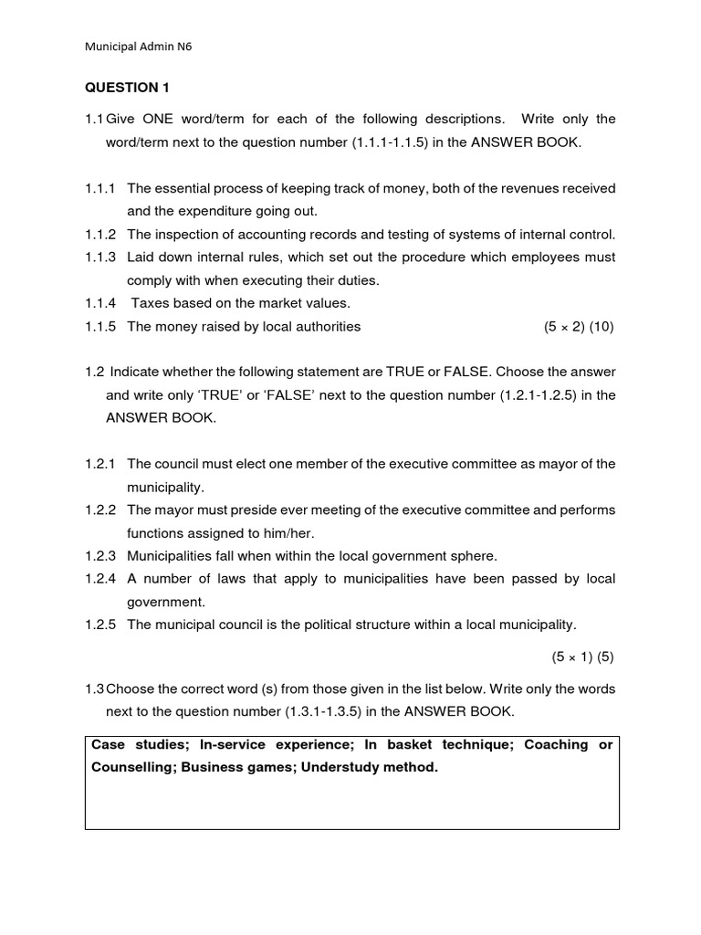 Municipal Admin n6 Assignment | PDF | Business