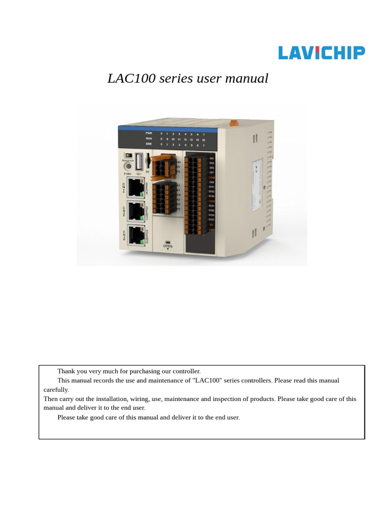 LAC100 Controller User Manual | PDF | Electrical Wiring | Power Supply