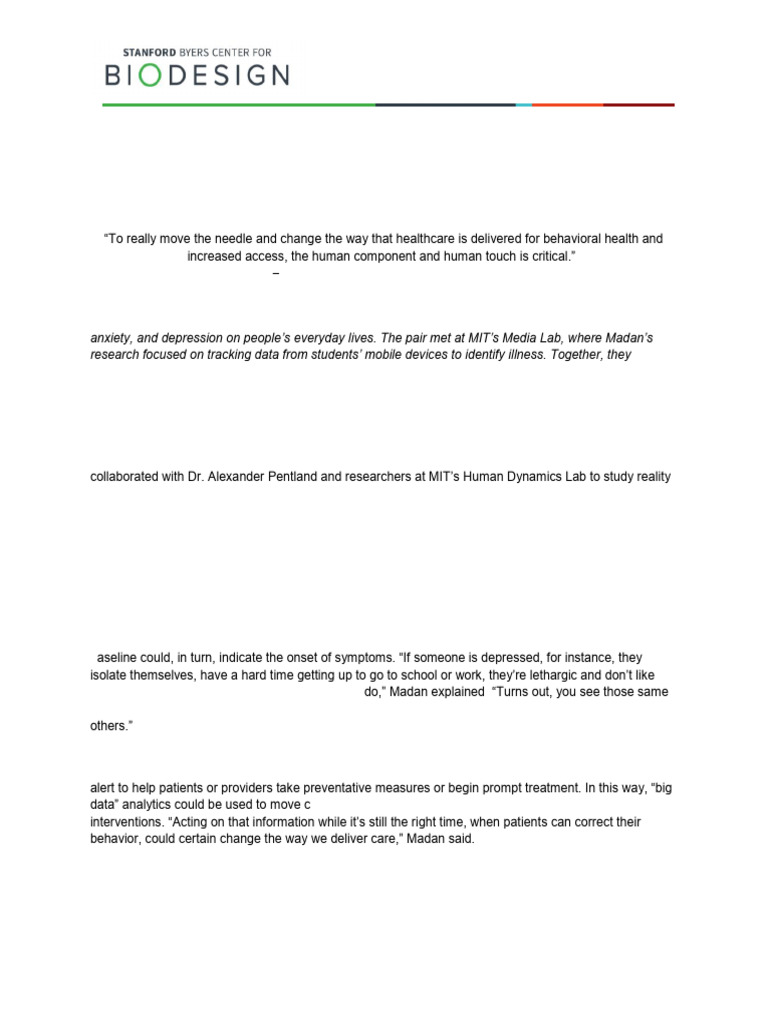 Ginger.io-User-Focused-Ideation-and-Design | PDF | Mental Health ...