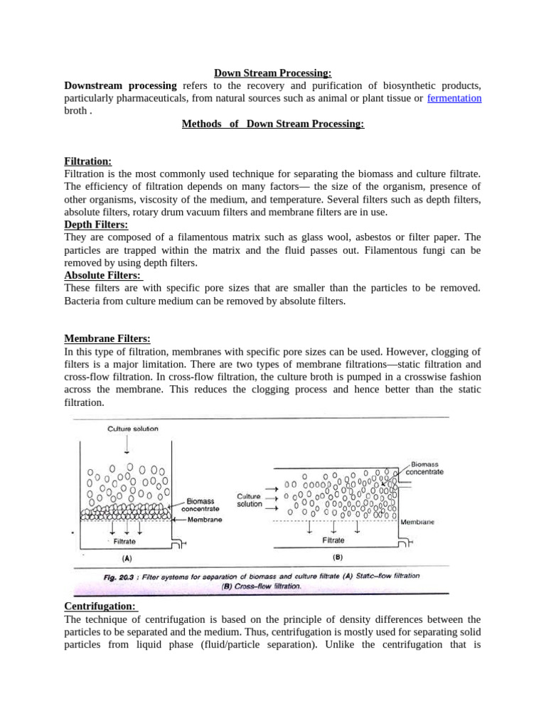 Downstream Processing Techniques | PDF | Filtration | Membrane Technology