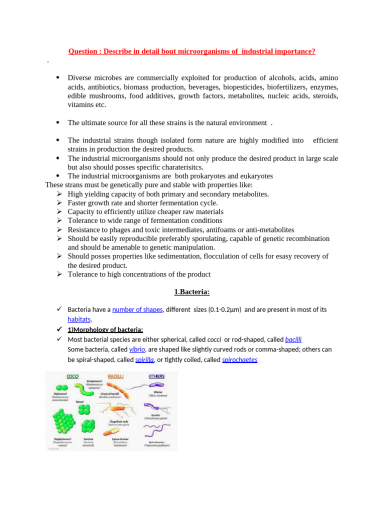Instrially Important Microorganisms | PDF | Yeast | Bacteria
