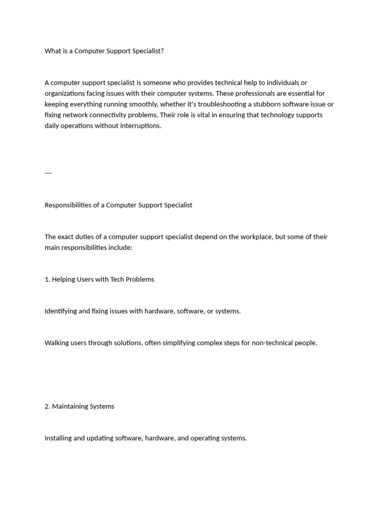 What Is A Computer Support Specialist | PDF | Cisco Certifications ...