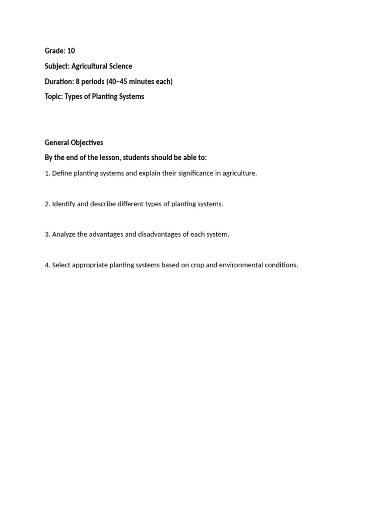 Types of Planting Systems | PDF | Agriculture | Crops