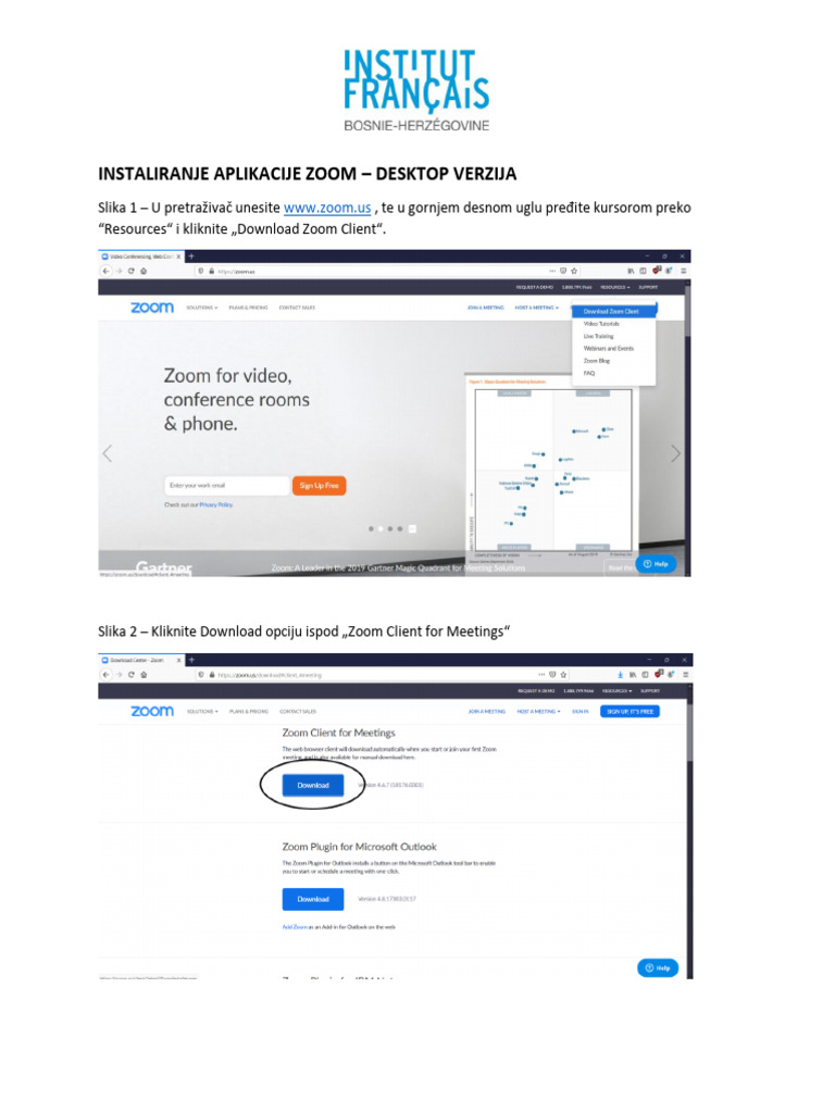 INSTALIRANJE APLIKACIJE ZOOM Uputstva | PDF