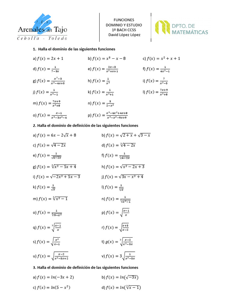 T4-Funciones Dominios Estudio | PDF