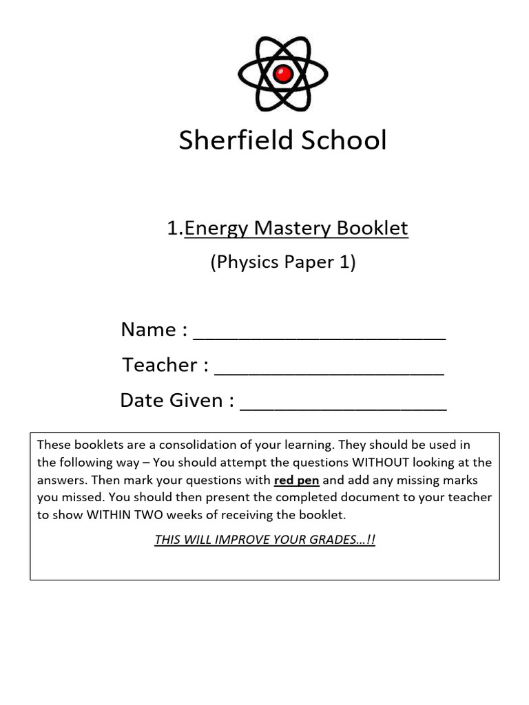 Energy - Physics Mastery Booklet (Paper 1) | PDF | Power Station | Wind ...