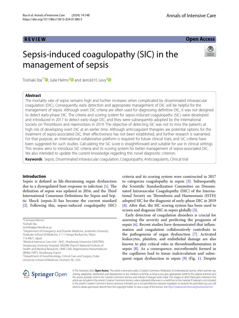 Sepsis Induce Coagulopathy | PDF | Sepsis | Coagulation