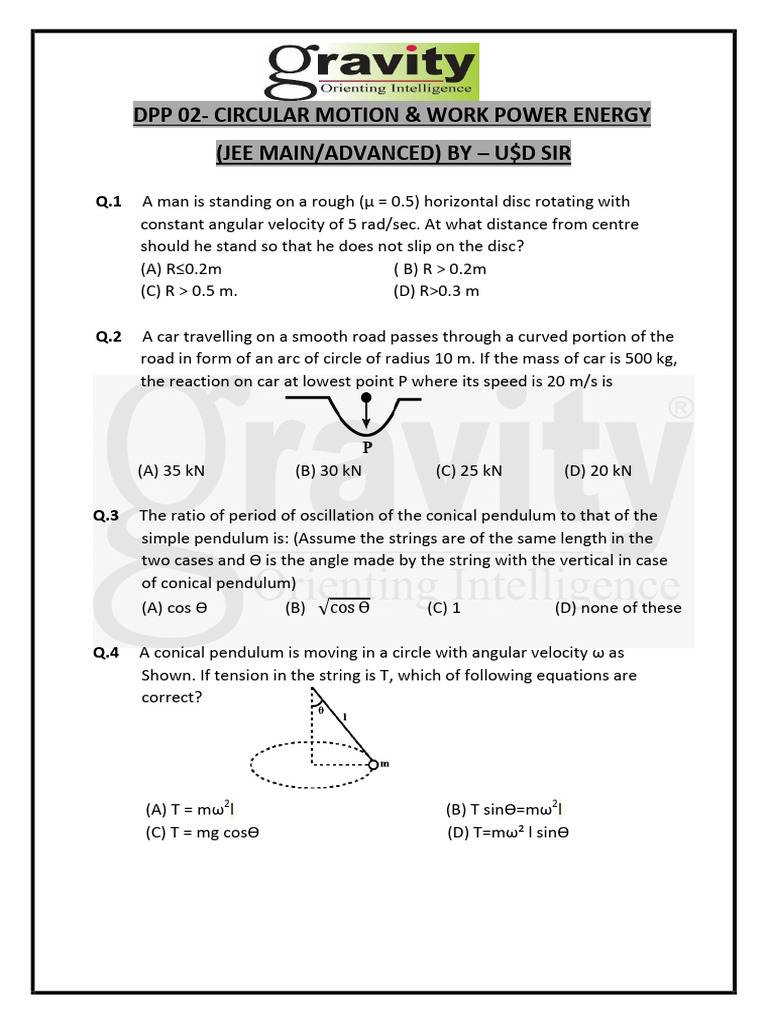 Physics - DPP 02 Circular Motion by U$d Sir | PDF | Mechanics | Physics