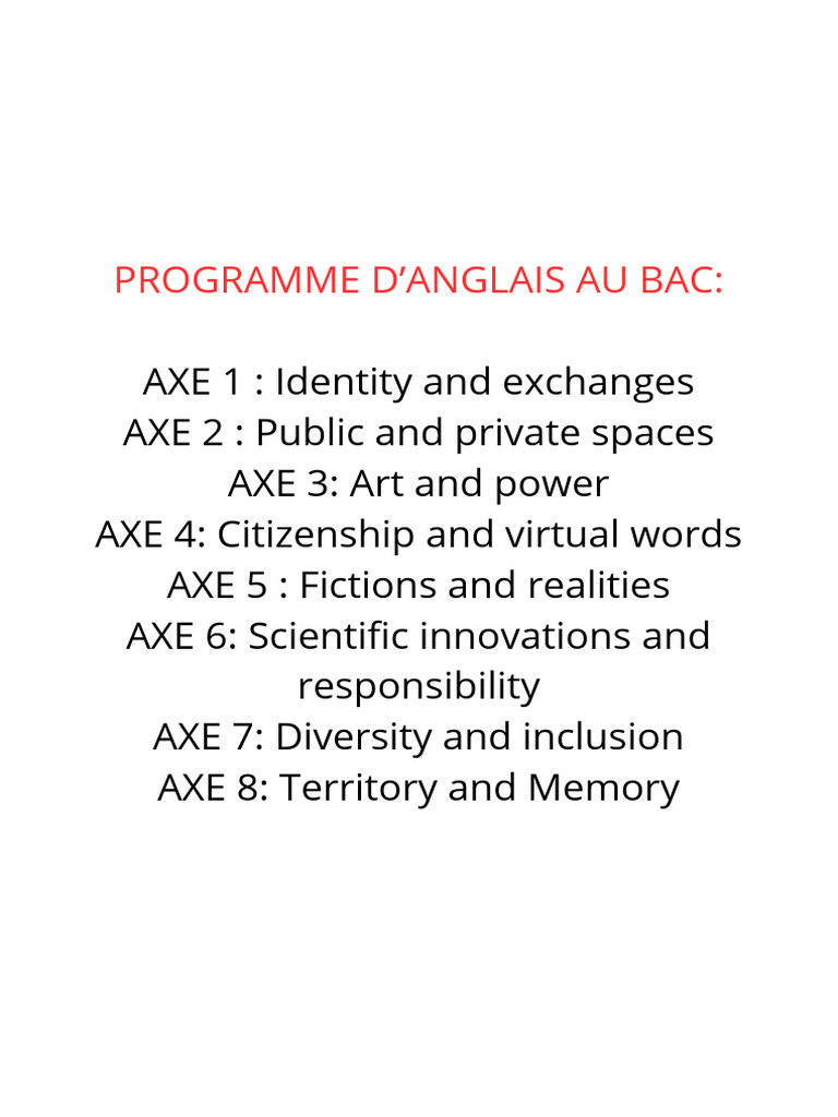 Programme Bac Anglais | PDF