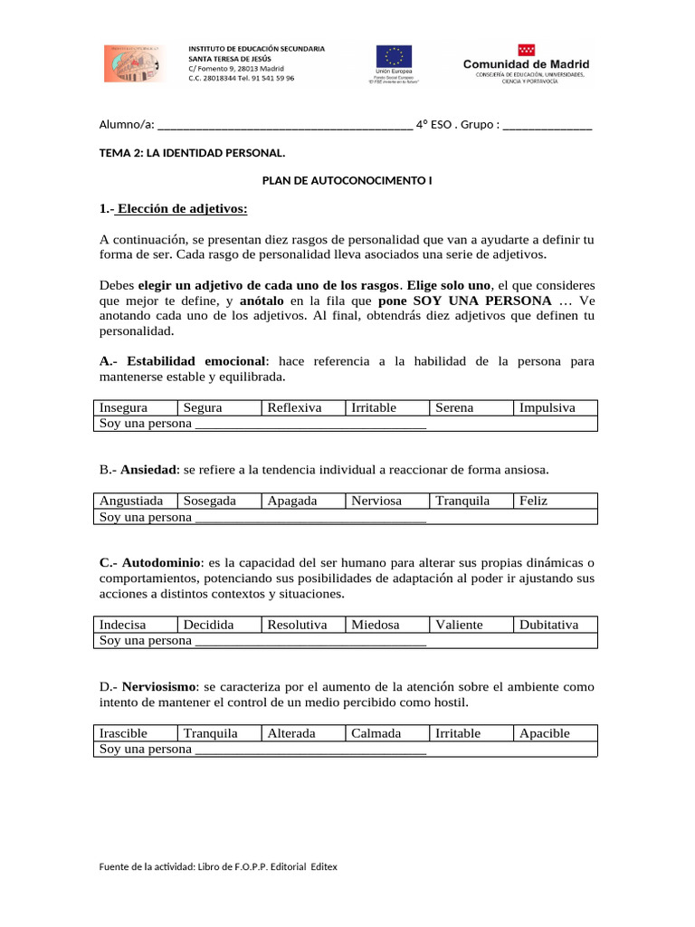 Autoconocimiento I | PDF | Conceptos psicologicos | Ciencias del comportamiento