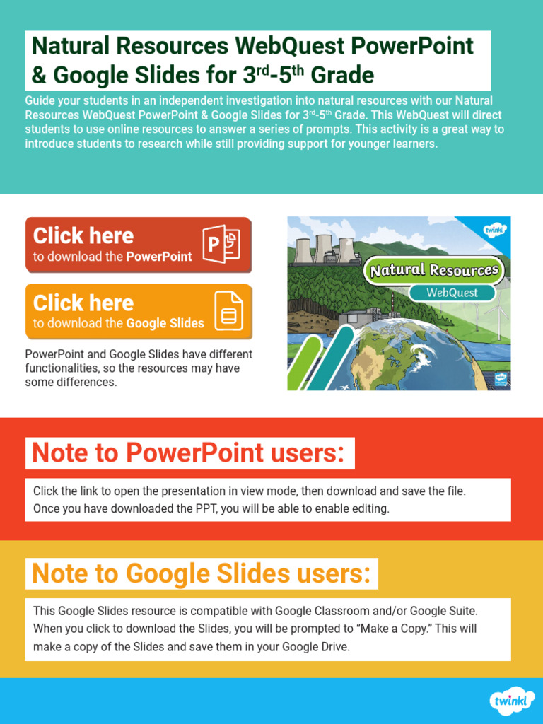 Guidance Natural Resources Webquest Powerpoint Google Slides For 3rd ...
