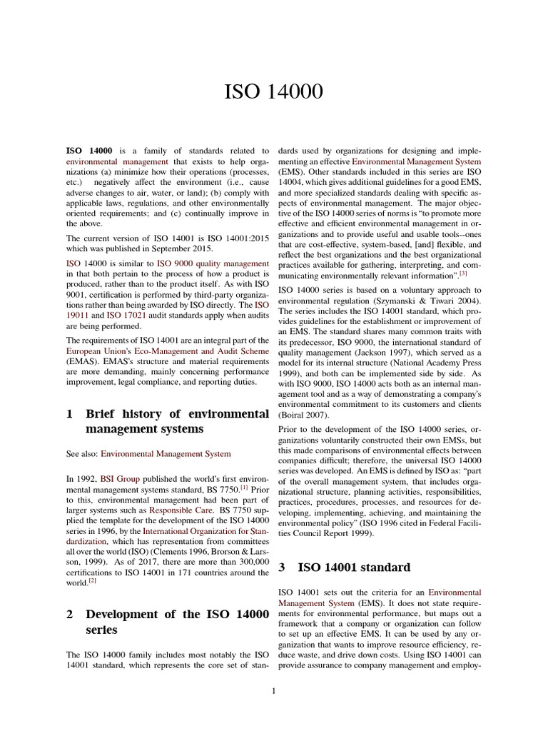 ISO 14000 Environmental Management Standard - Copy | PDF | Business