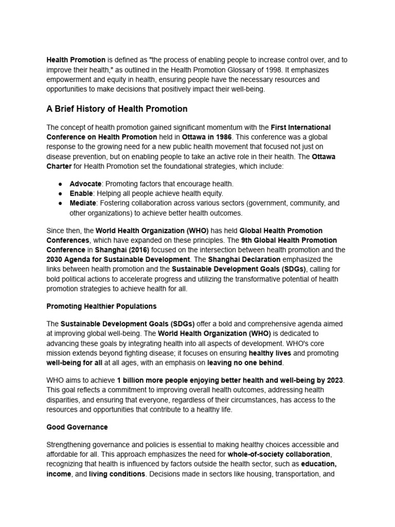 Health Promotion and Mental Health | PDF | Mental Health | Health Promotion