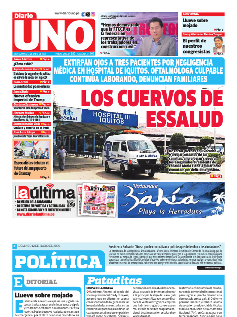 2025-01-12 Diario UNO | PDF | Perú | Hospital