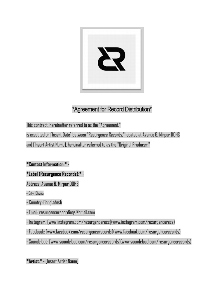 Record Distribution Agreement Template | PDF