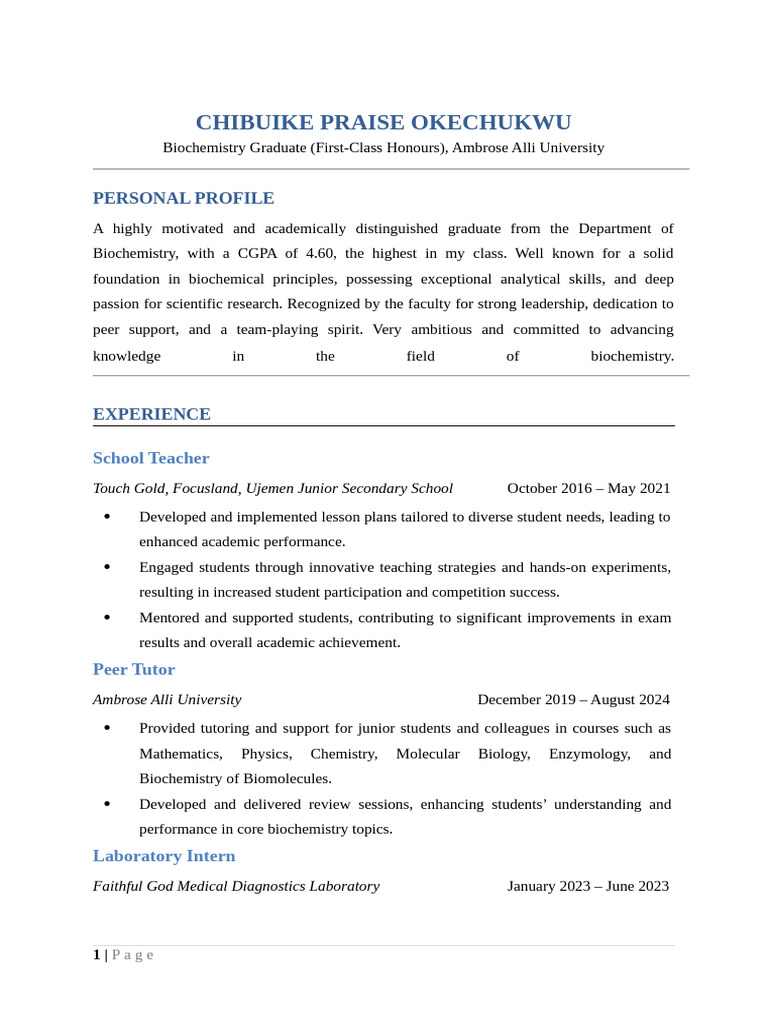 Chibuike Praise Okechukwu | PDF | Laboratories | Science