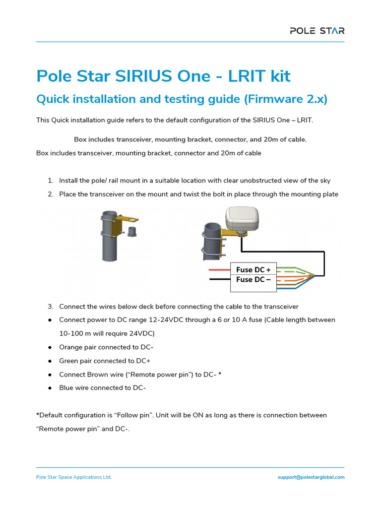 Pole Star SIRIUS One LRIT Kit Installation and Testing Guide (Firmware ...