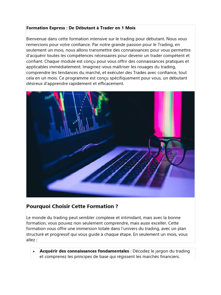 Formation Trading : De Débutant à Pro | PDF | Opérateur de marché ...