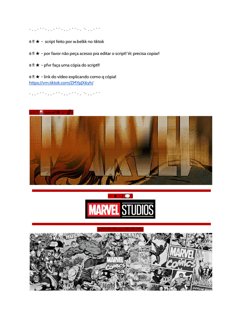 script de marvel ⊹˚˖⁺ | PDF | Dinheiro | Roupas