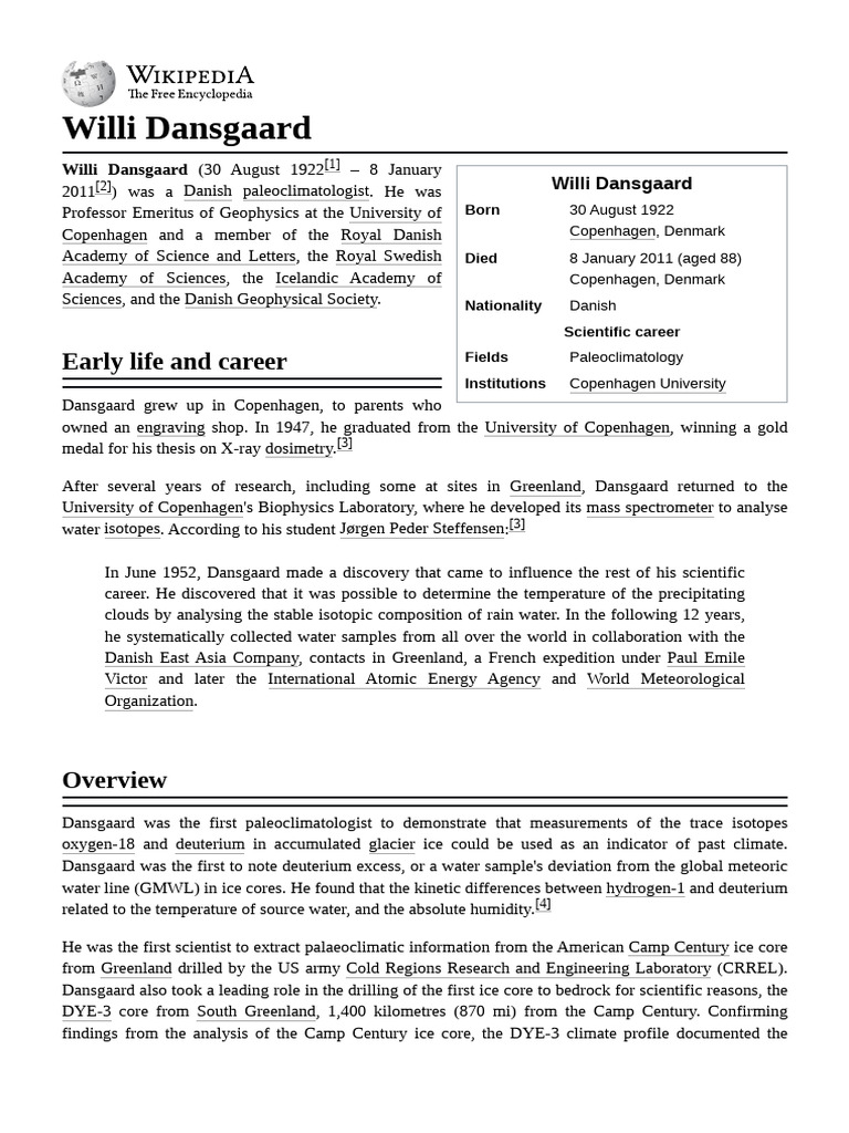 Willi_Dansgaard | PDF | Earth Sciences | Applied And Interdisciplinary ...