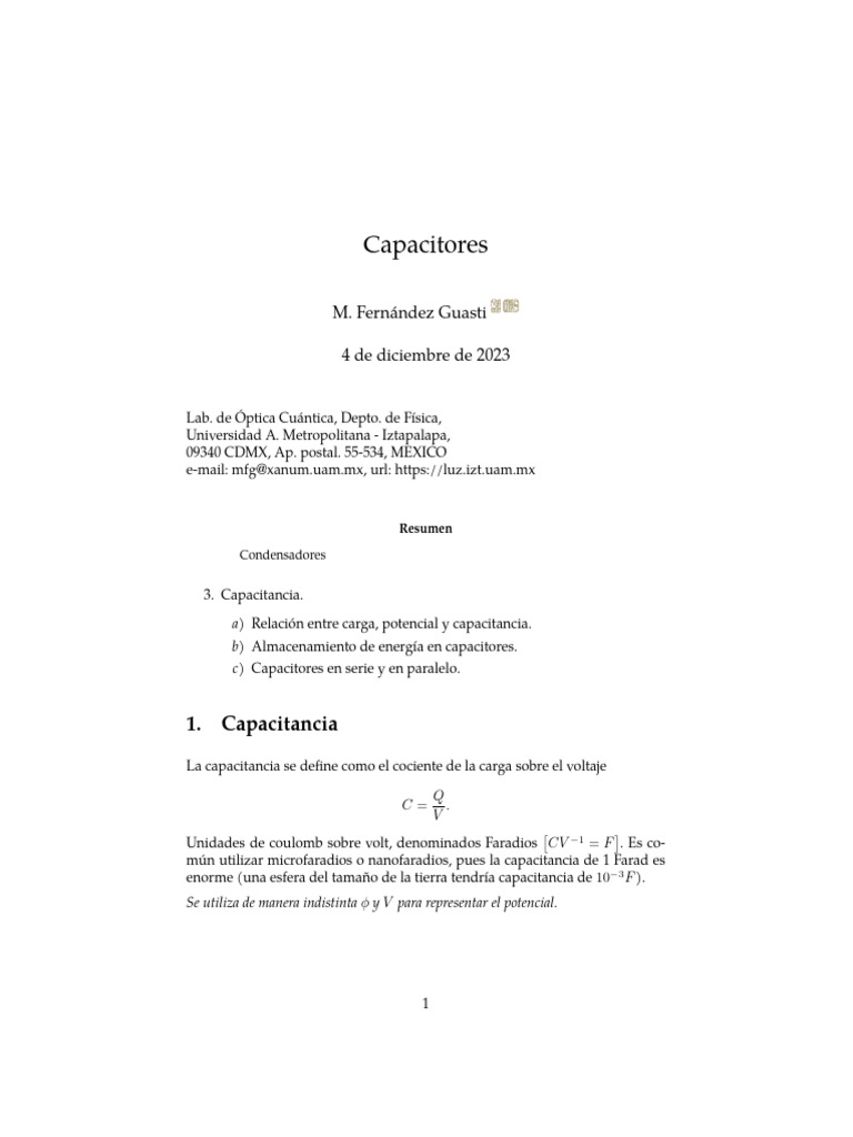 Capacitores | PDF | Capacidad | Condensador
