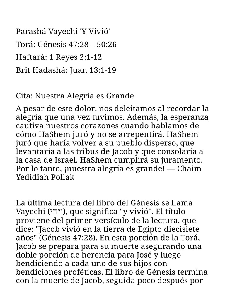 Vayechi 'Y Vivió' Lisa Velázquez | PDF | David | Jacob