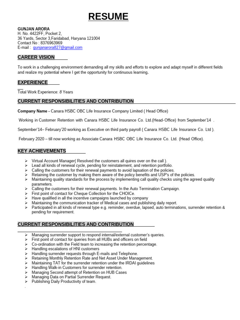 Resume - Gunjan Arora | PDF | Business