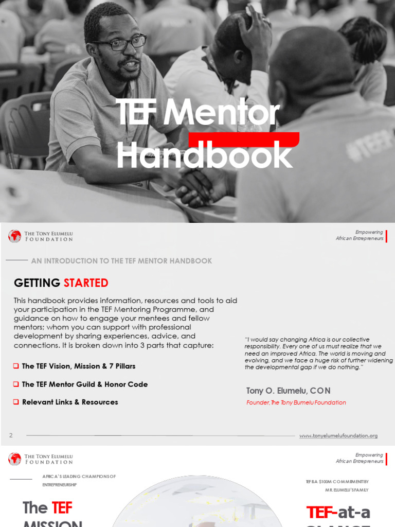 TEF Mentor Handbook (1) | PDF | Mentorship | Entrepreneurship
