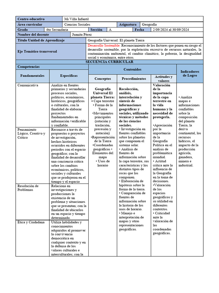 Actividad 10 - Secuencia Curricular. | PDF | Geografía | Tierra
