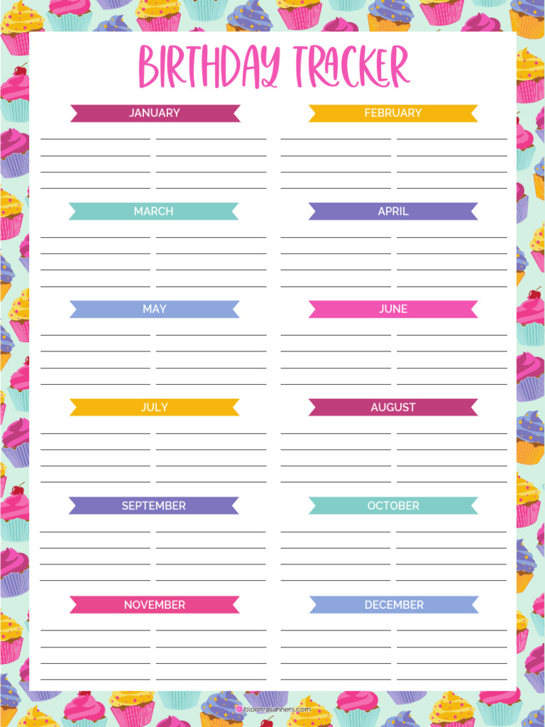 Birthday Tracker - Bloom Daily Planners - Freebie Friday - Email ...