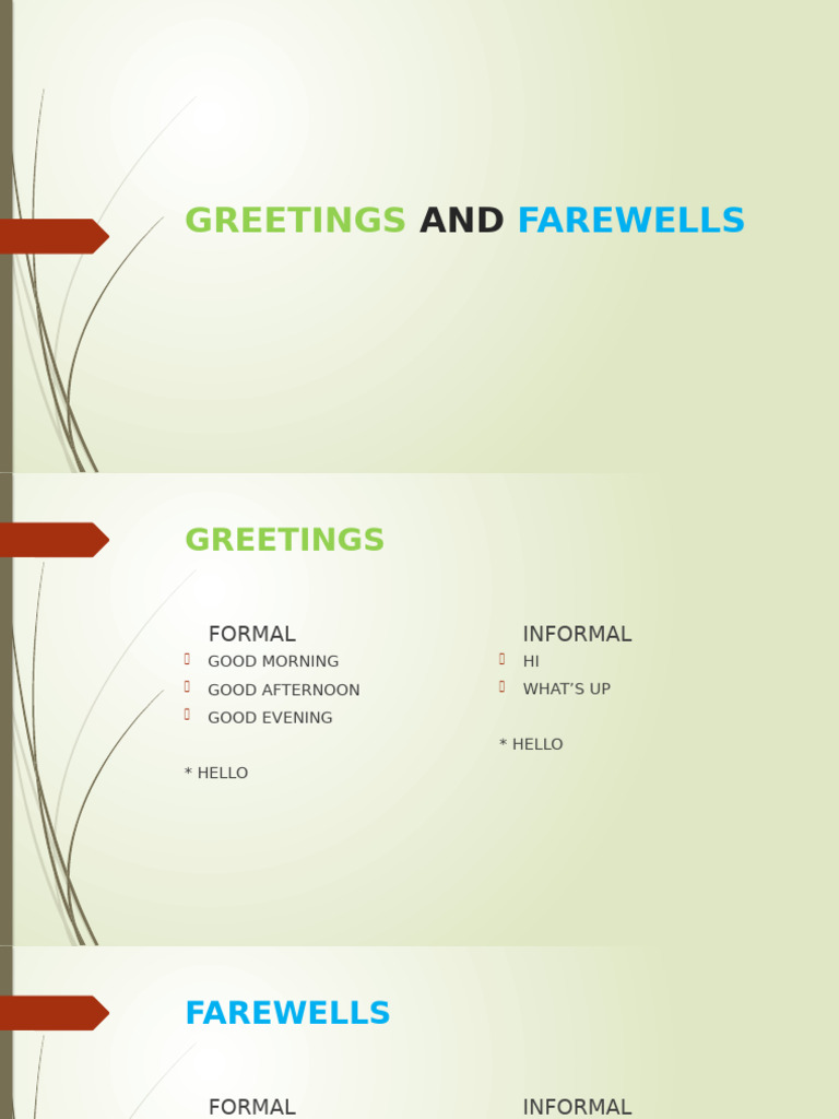 Greetings and Farewells Guide | PDF | Semantic Units | Languages