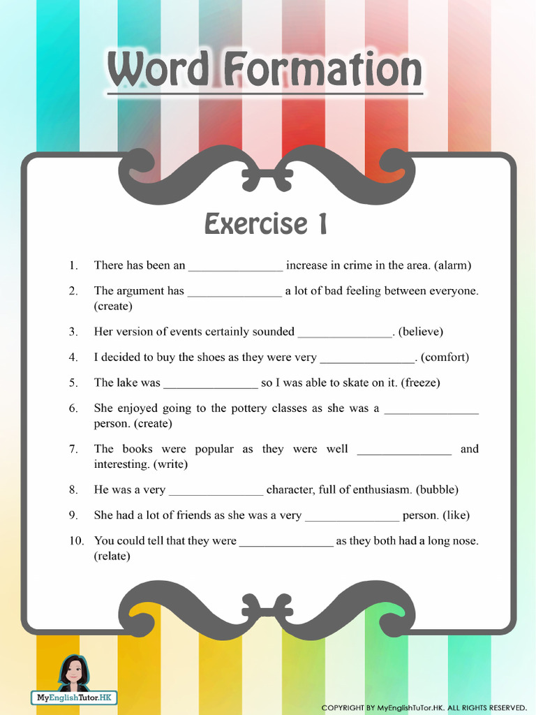 Grammar Exercise 1 20 Word Formation 29485408 | PDF
