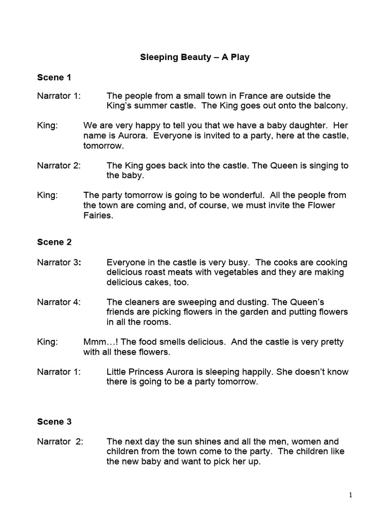 Sleeping Beauty Playscript | PDF | Sleeping Beauty | European Fairy Tales
