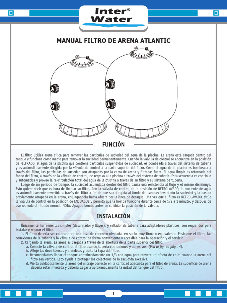 manual-filtro-atlantic-inter-water | PDF | Filtración | Bomba