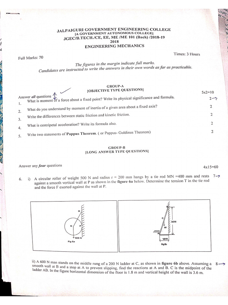 2018,3rd Sem, Mechanics PYQ (AM) | PDF