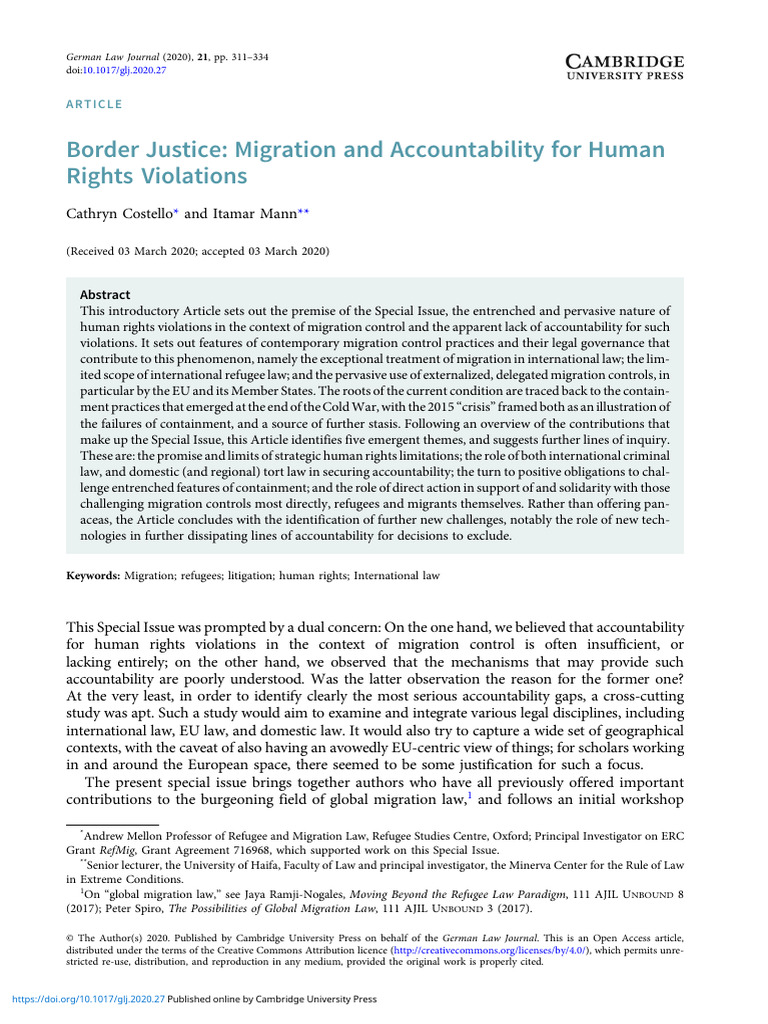 Border Justice Migration and Accountability For Human Rights Violations ...