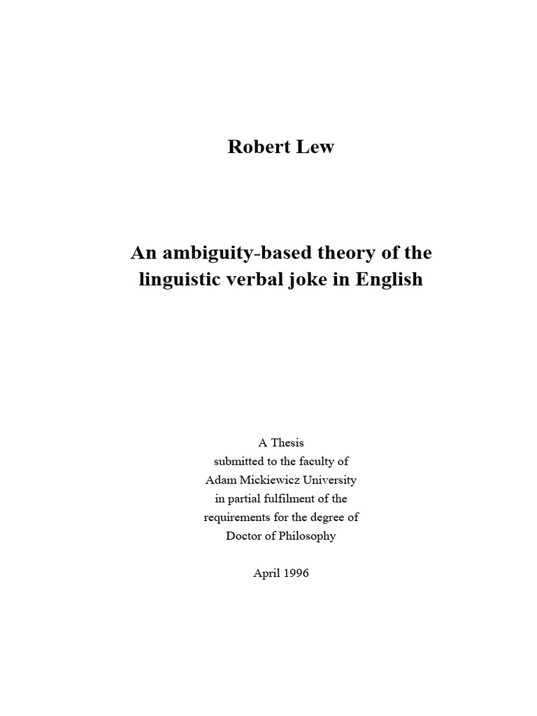 Lew 1996 An Ambiguity-Based Theory of The Linguistic Verbal Joke in ...