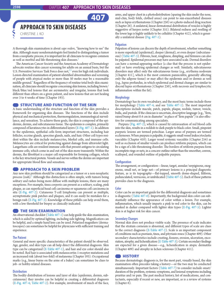W11.Chap 407.approach Skin Dis Fotos | PDF | Skin | Cutaneous Conditions