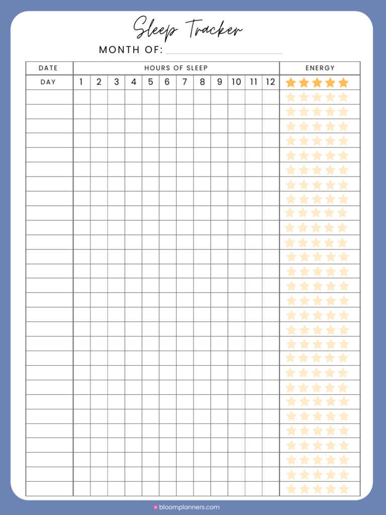 Bloom Planners - Sleep Tracker | PDF