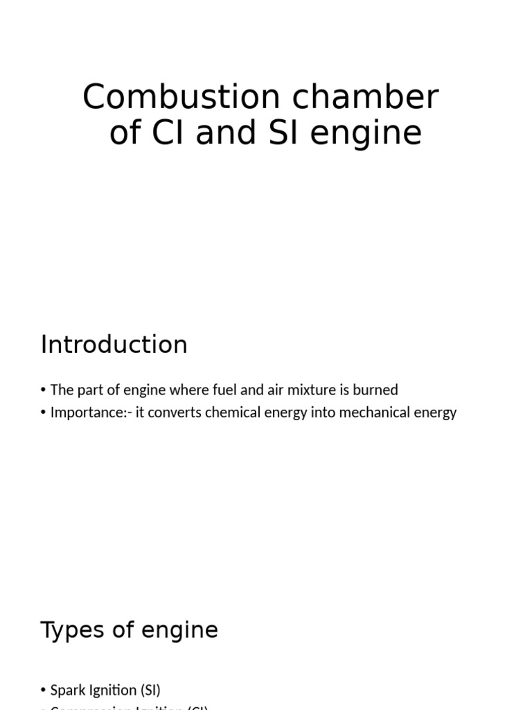 Combustion Chamber of CI and SI Engine | PDF | Engines | Internal ...